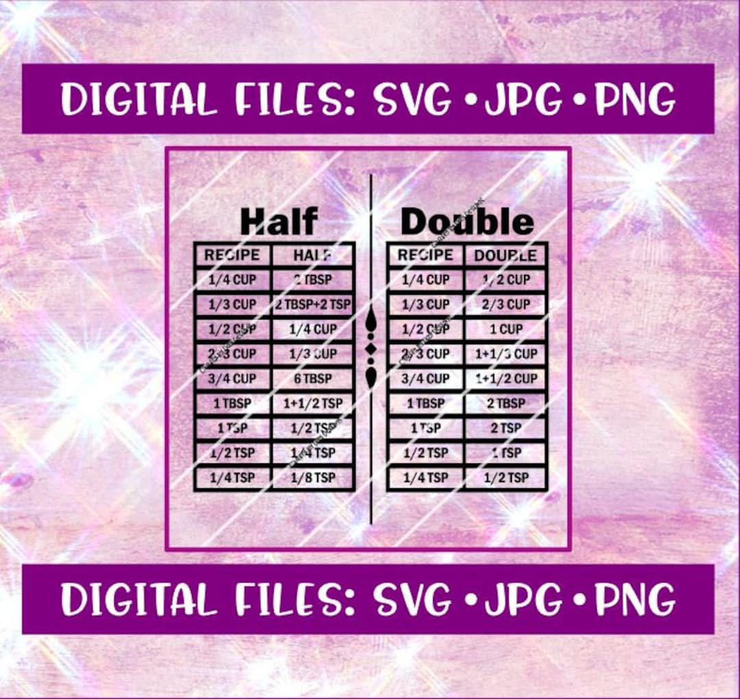 Recipe Cheat Sheet to Half and Double a Recipe Conversion Chart ...