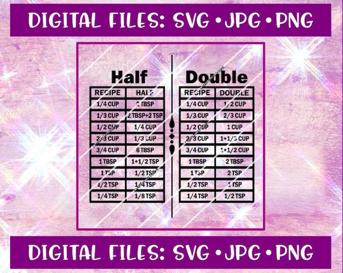 Recipe Cheat Sheet to Half and Double a Recipe Conversion - Etsy