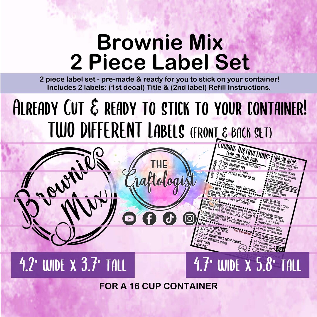 DECALS ONLY - Brownie Mix Pantry Label Decals for Your Own Containers ...