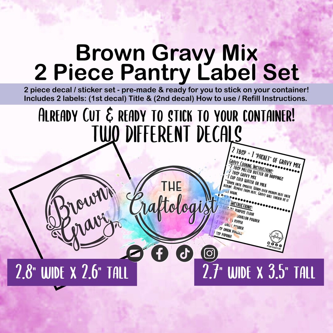LABELS ONLY - Brown Gravy Pantry Label for Your Own Containers / Pantry ...