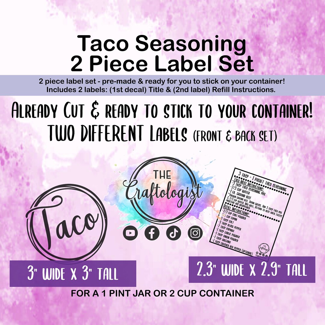 DECALS ONLY - Taco Seasoning Pantry Label for Your Own Containers ...