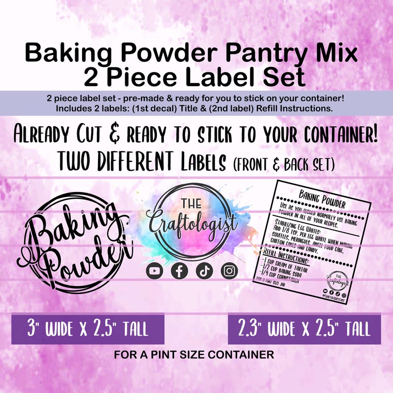 LABELS ONLY - Homemade Baking Powder Pantry Label Decals for Your Own ...