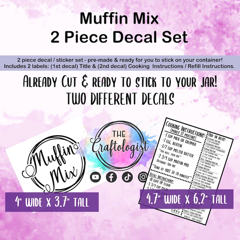 LABELS ONLY - Muffin Mix Pantry Label Decals for Your Own Containers ...