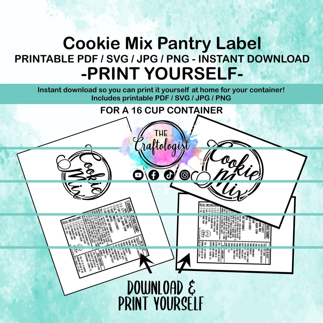 Printable Cookie Mix - PDF / SVG / JPG Craftologist Homemade Cookie Mix ...
