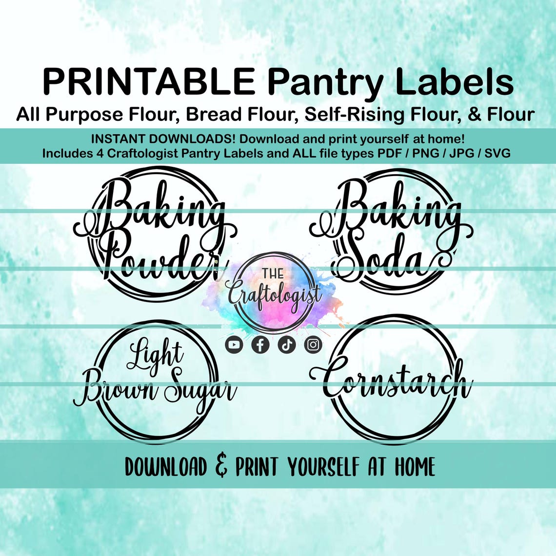 Printable Cornstarch / Baking Powder / Baking Soda / Light Brown Sugar ...