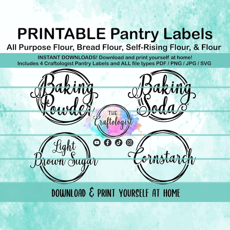 Printable Cornstarch / Baking Powder / Baking Soda / Light Brown Sugar ...