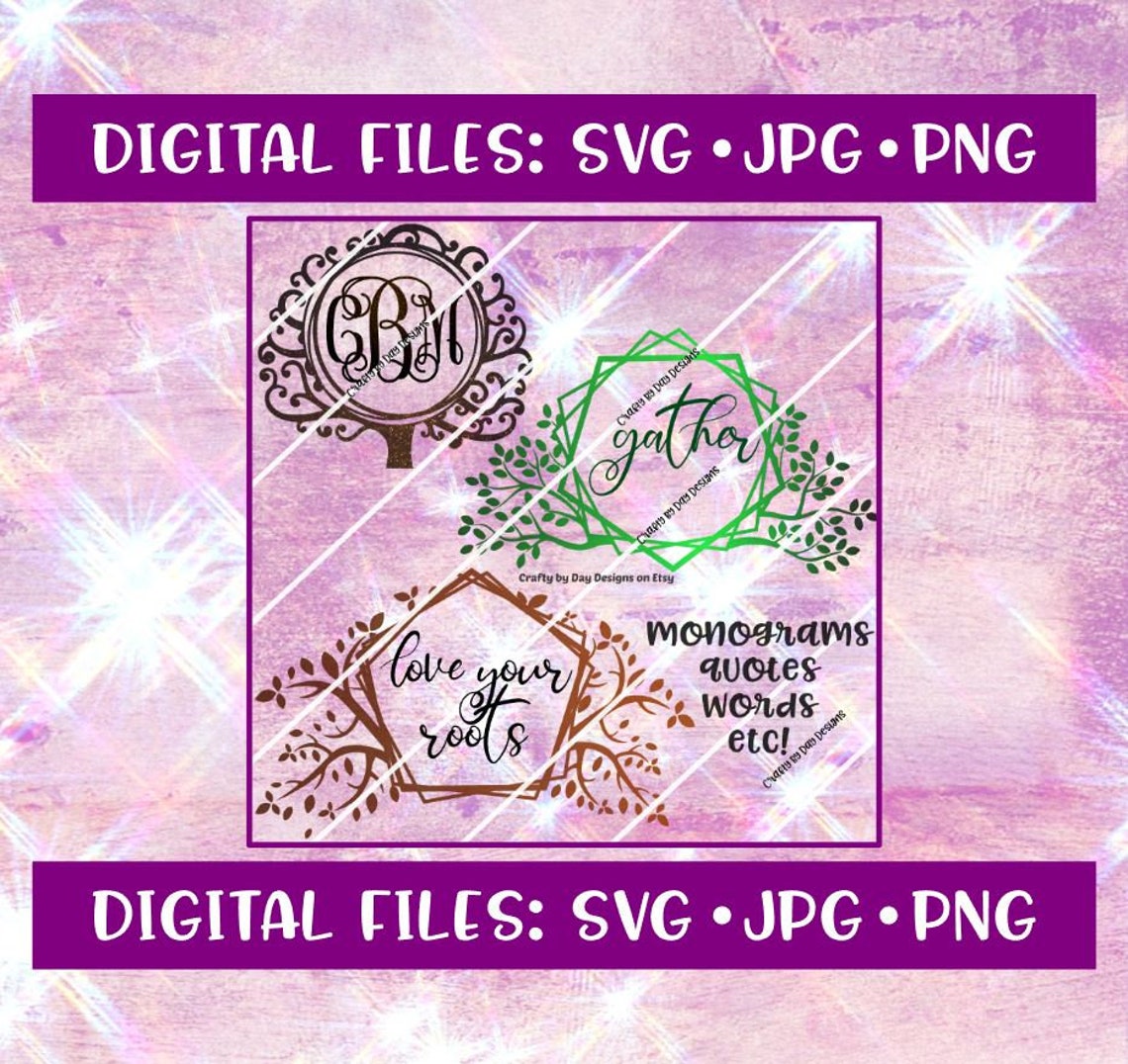Tree Monogram Svg Frame Border Design Elements Svg - Instant Download ...