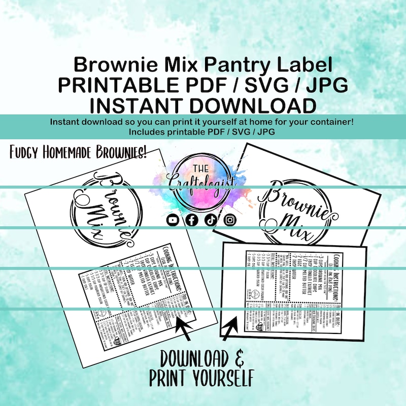 Pdf Recipe for Brownies - Etsy