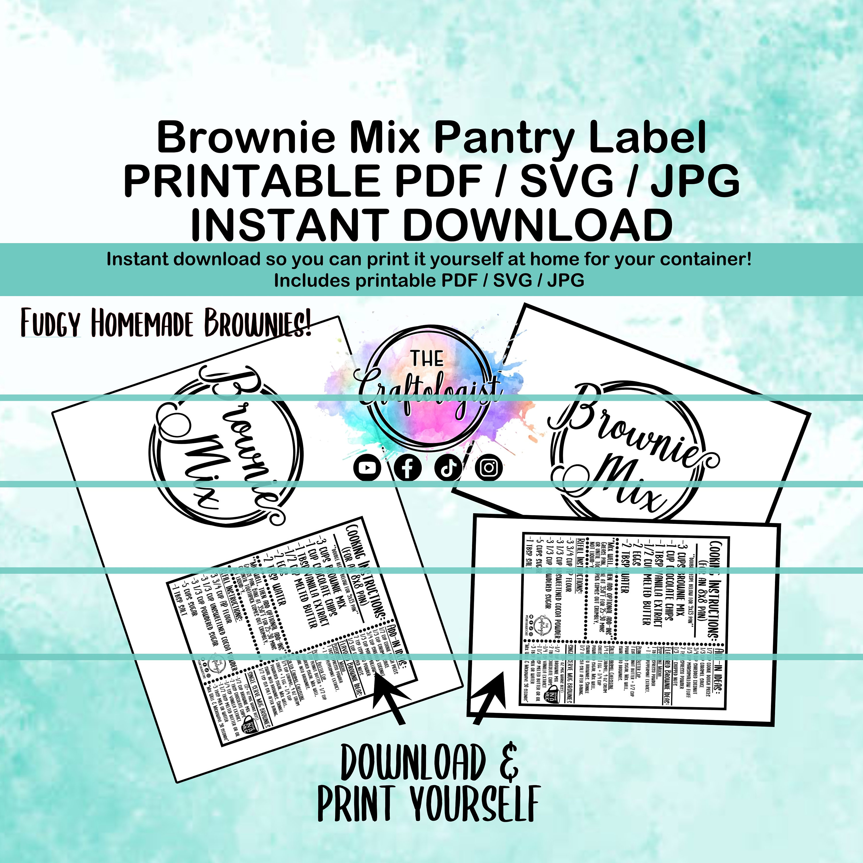 Printable Brownie Mix - PDF / SVG / JPG Craftologist Homemade Oatmeal ...