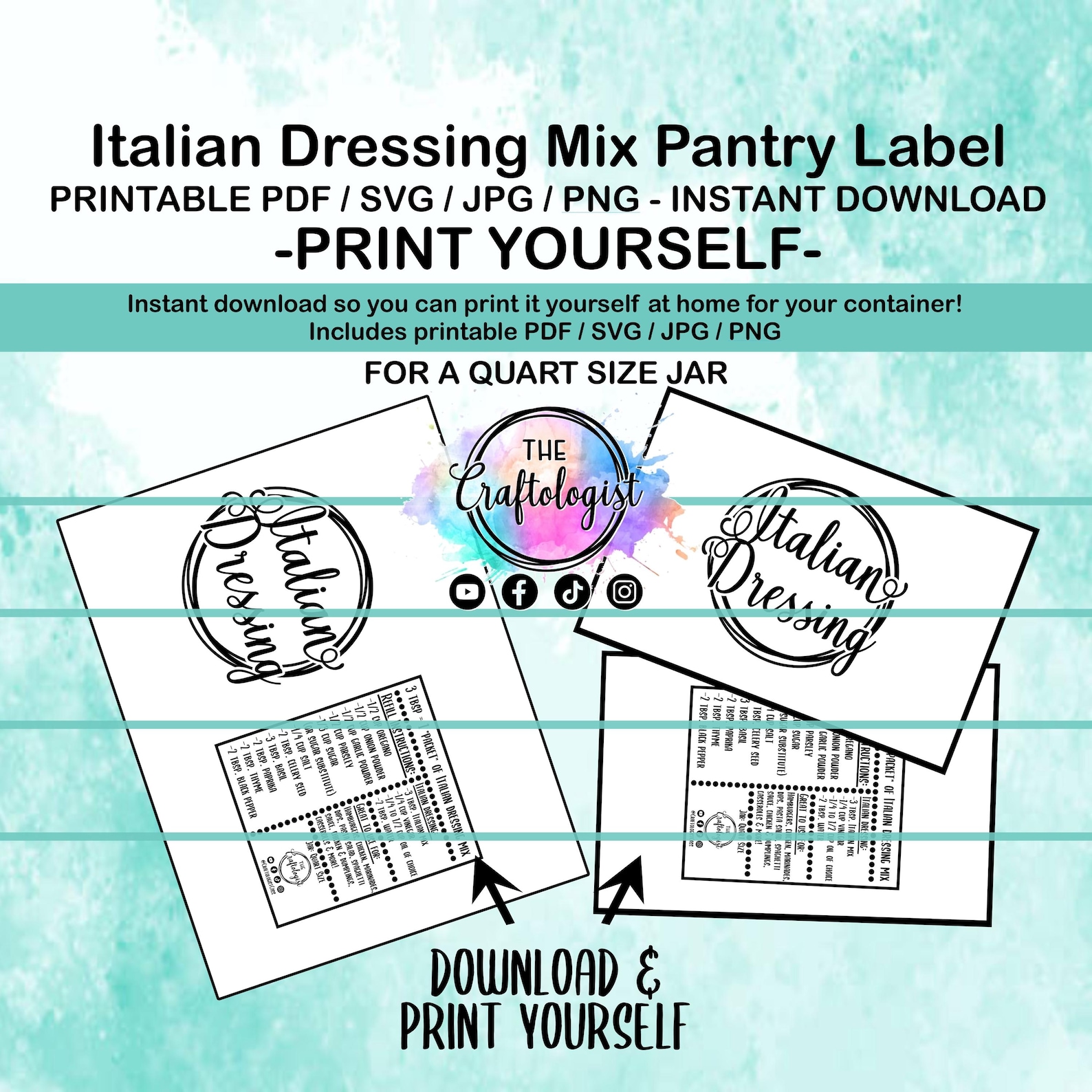 Printable Italian Dressing Mix Labels - PDF / SVG / JPG Craftologist ...