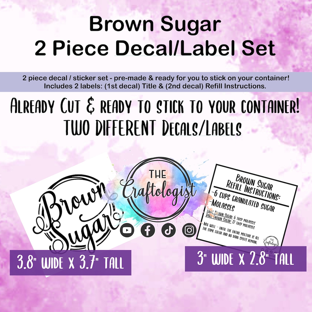 DECALS ONLY - Brown Sugar Pantry Label Decals for Your Own Containers ...