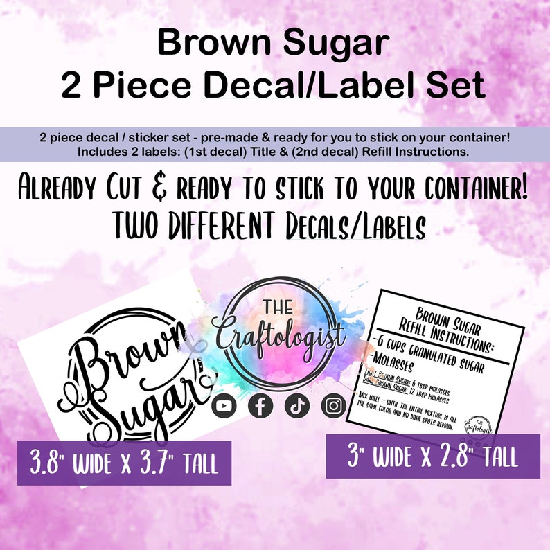 LABELS ONLY - Brown Sugar Pantry Label Decals for Your Own Containers ...