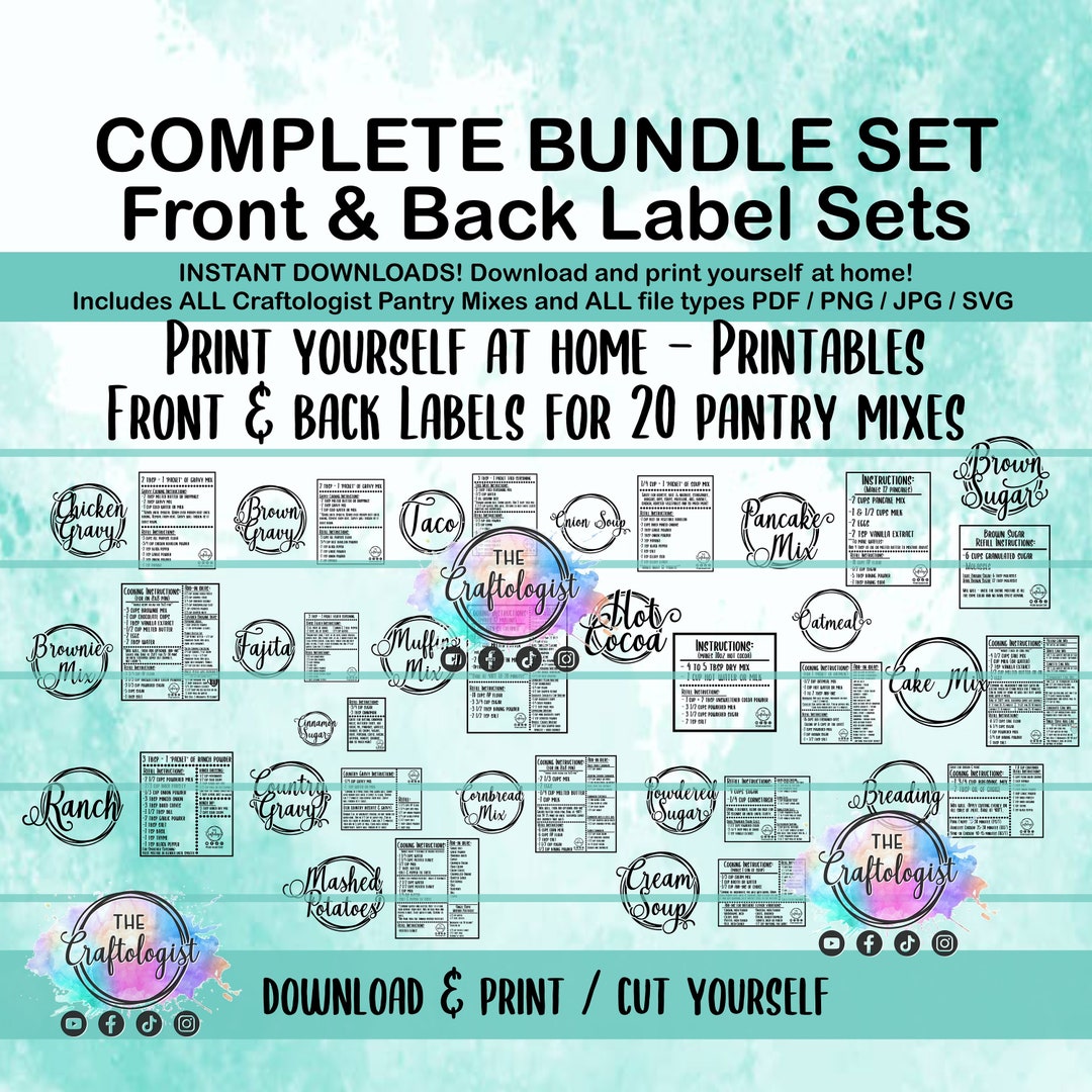 PRINTABLE Complete Bundle 20 Craftologist Pantry Mix Label Sets 40 ...
