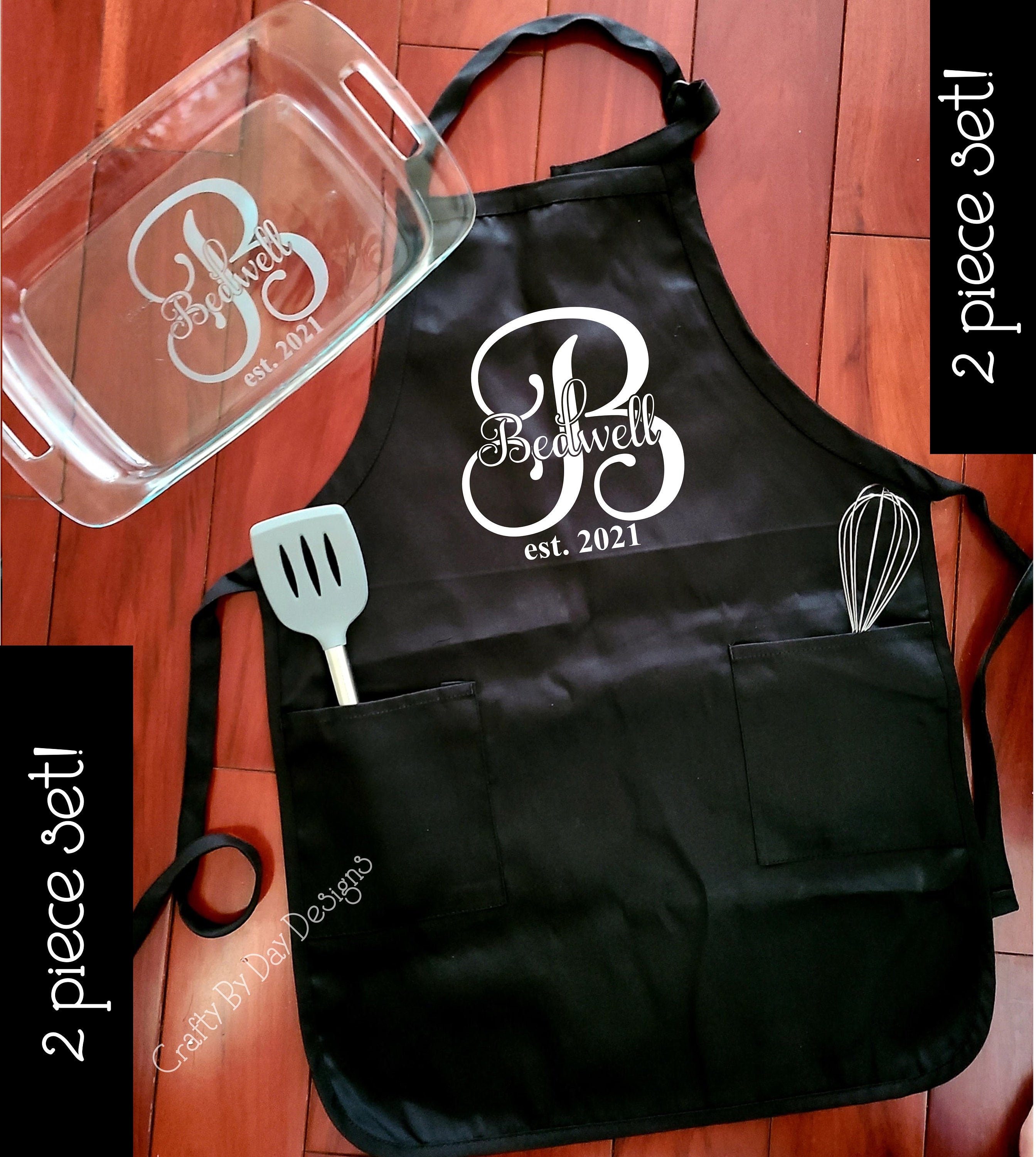 Chef Gift Set - Etched Baking Dishes With Apron - Kitchen Gift Set ...