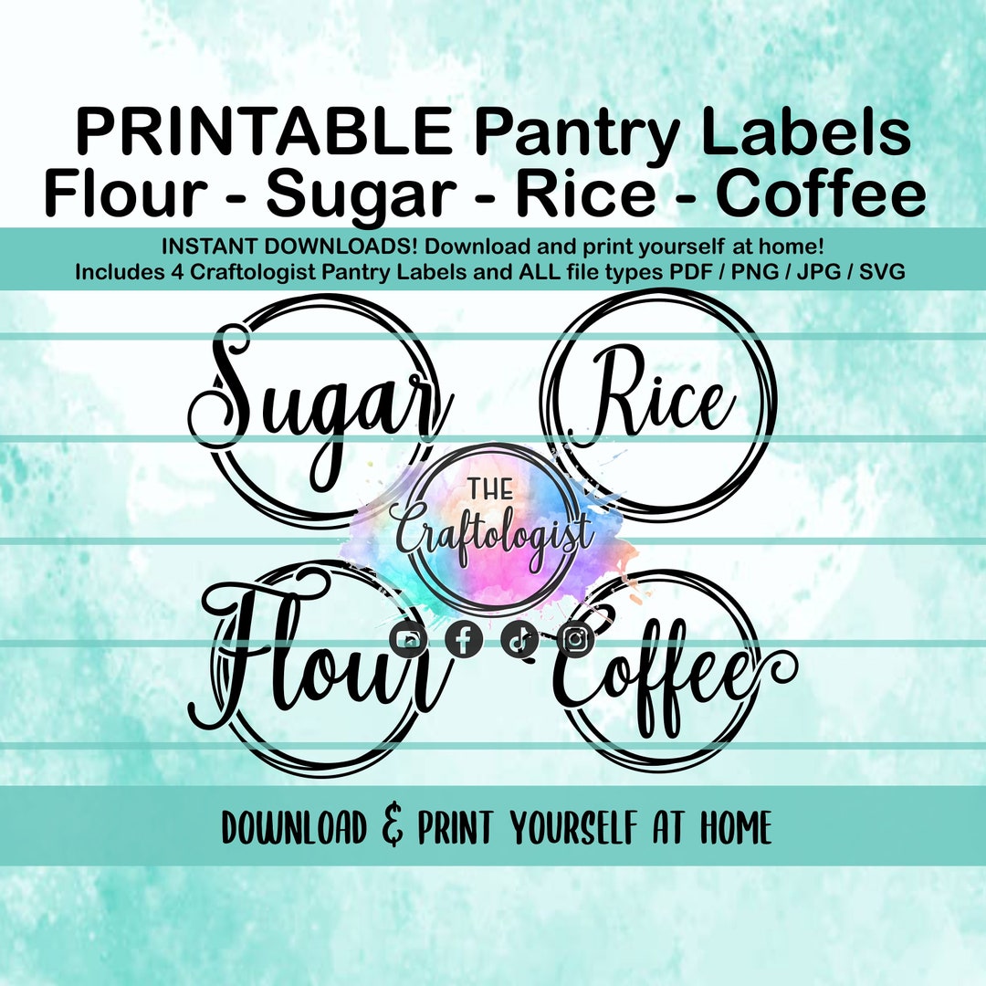 Printable Pantry Labels Sugar Flour Coffee Rice - PDF / SVG / JPG ...
