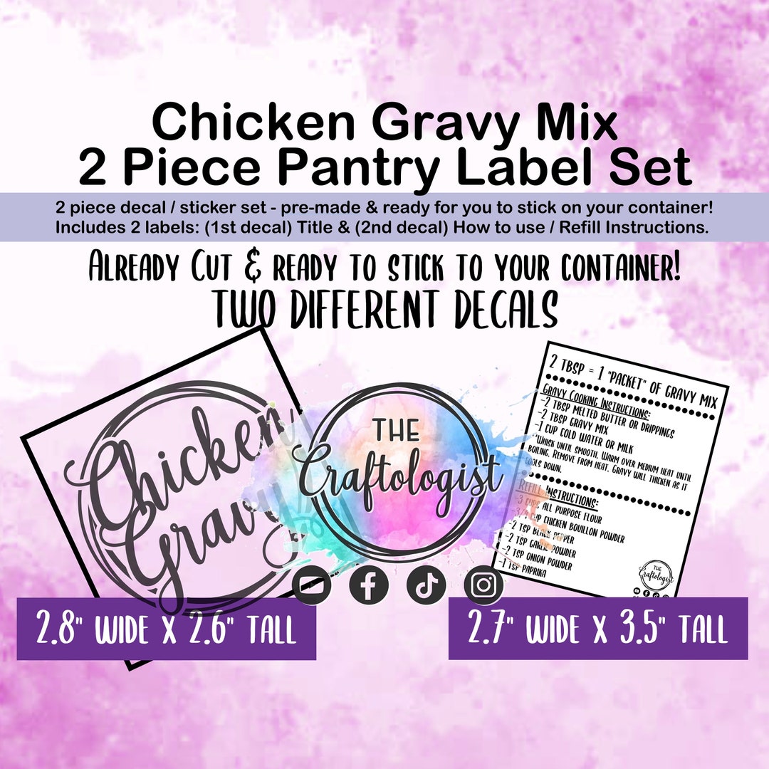 DECALS ONLY - Chicken Gravy Pantry Label for Your Own Containers ...