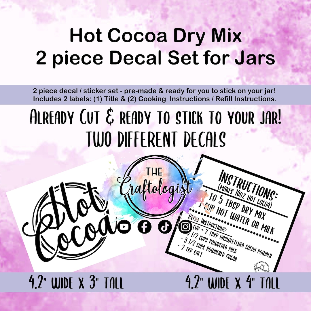 DECAL ONLY Hot Cocoa Dry Mix Pantry Labels for / Pantry Decals / Pantry ...