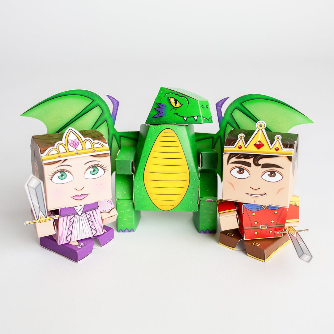 3D Dragon Prince Princess Paper Toy Activity Kit - Etsy