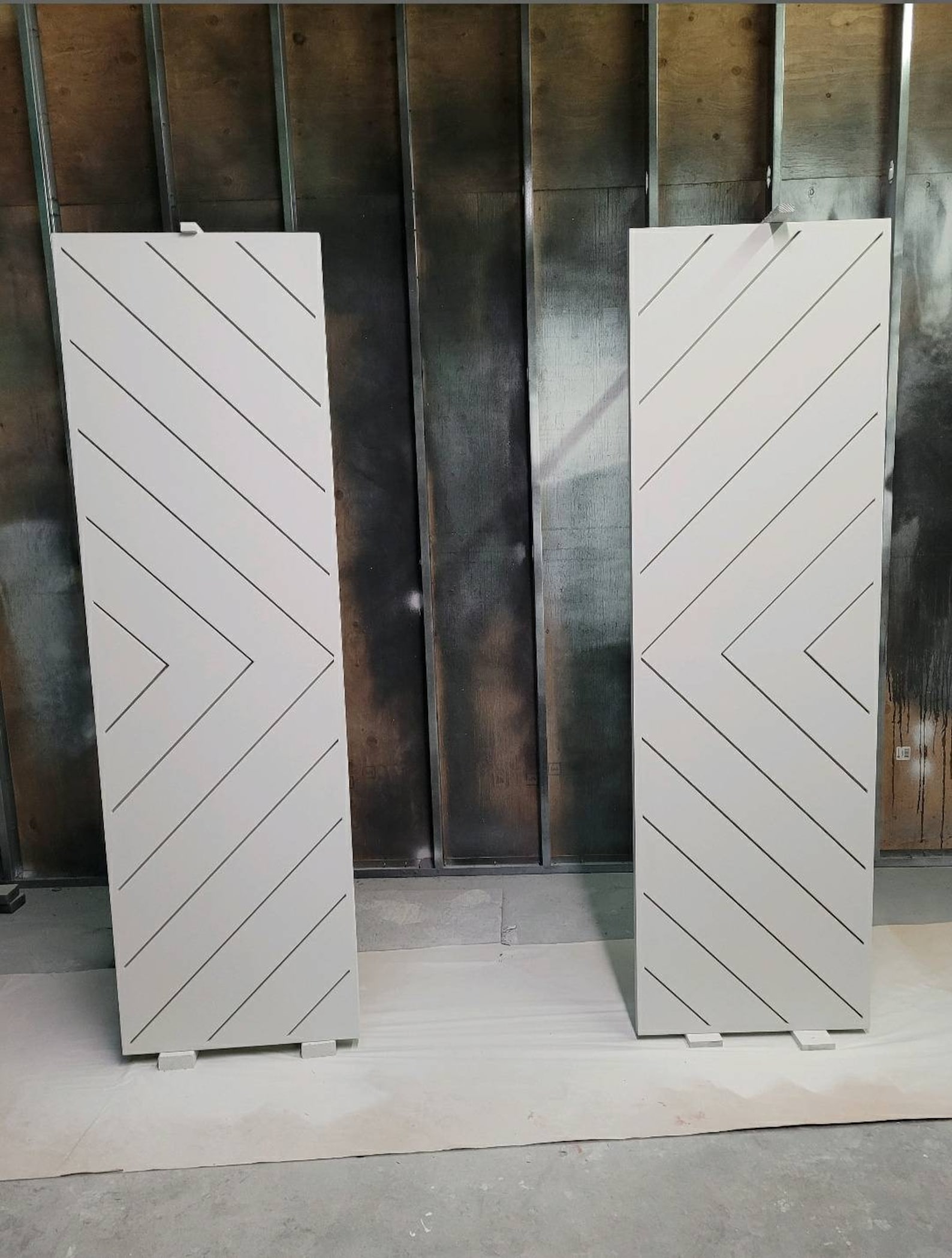 Two Custom Made Chevron Small Spacing Sliding Barn Doors - Etsy