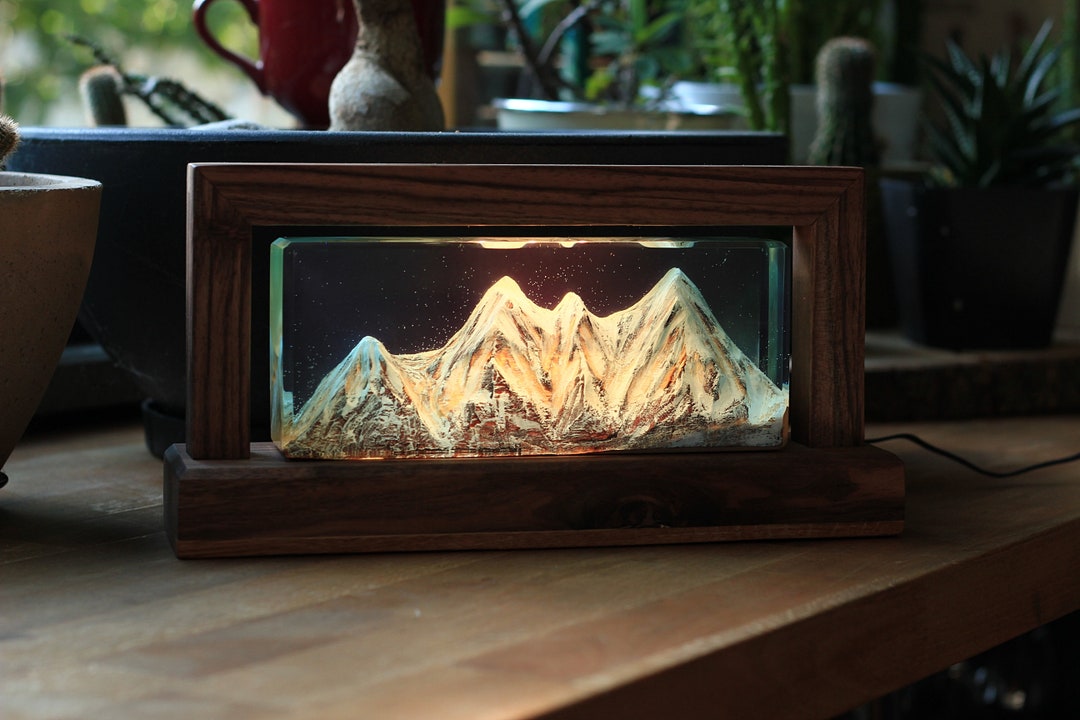 Dioarama Resin Lamp, Alpine Lamp, Walnut Wood, Epoxy Lamp Wood, Epoxy ...