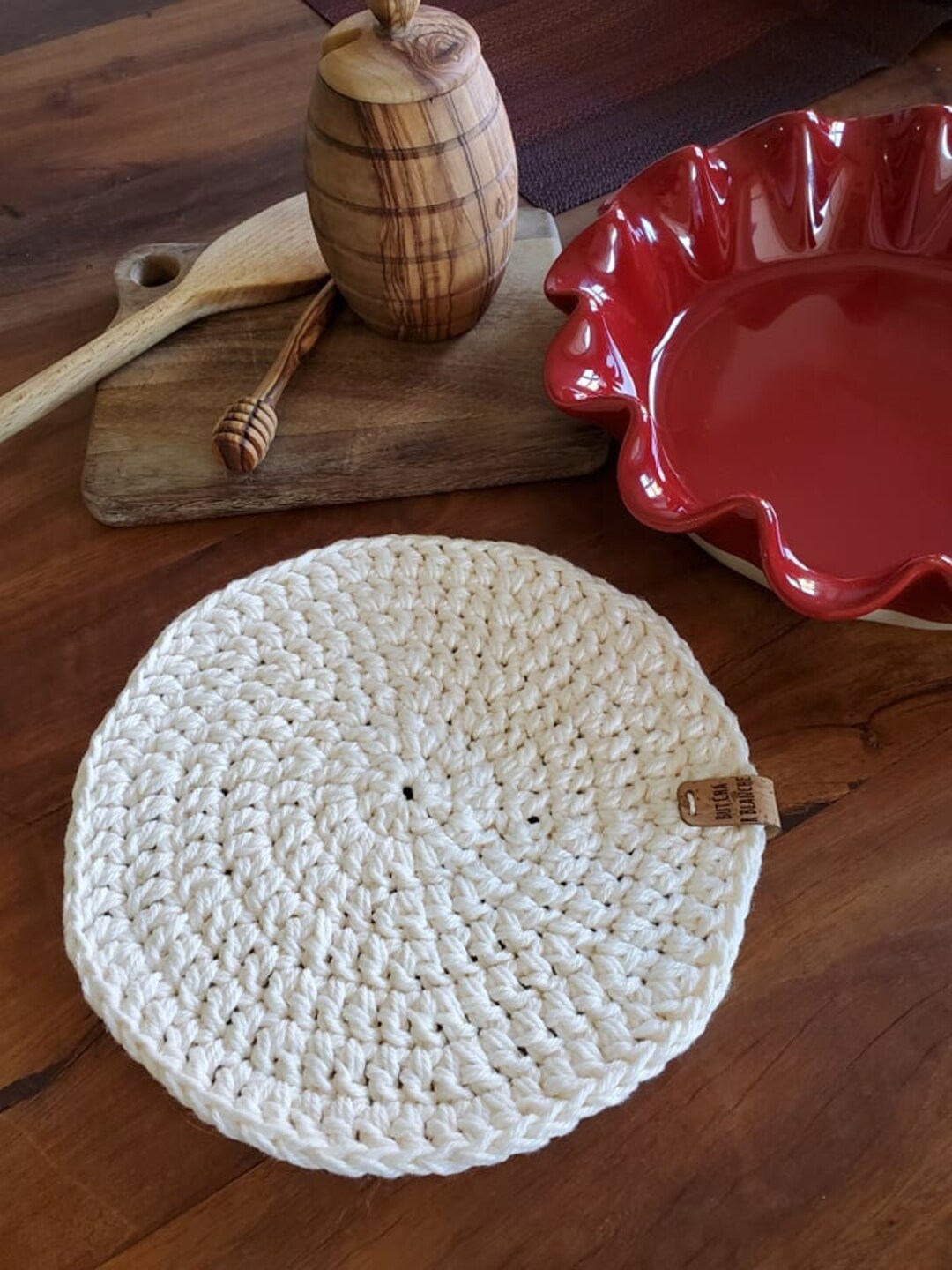 Hot Pad 100% Cotton Double Weight Thick Round Ivory Hand Made - Etsy
