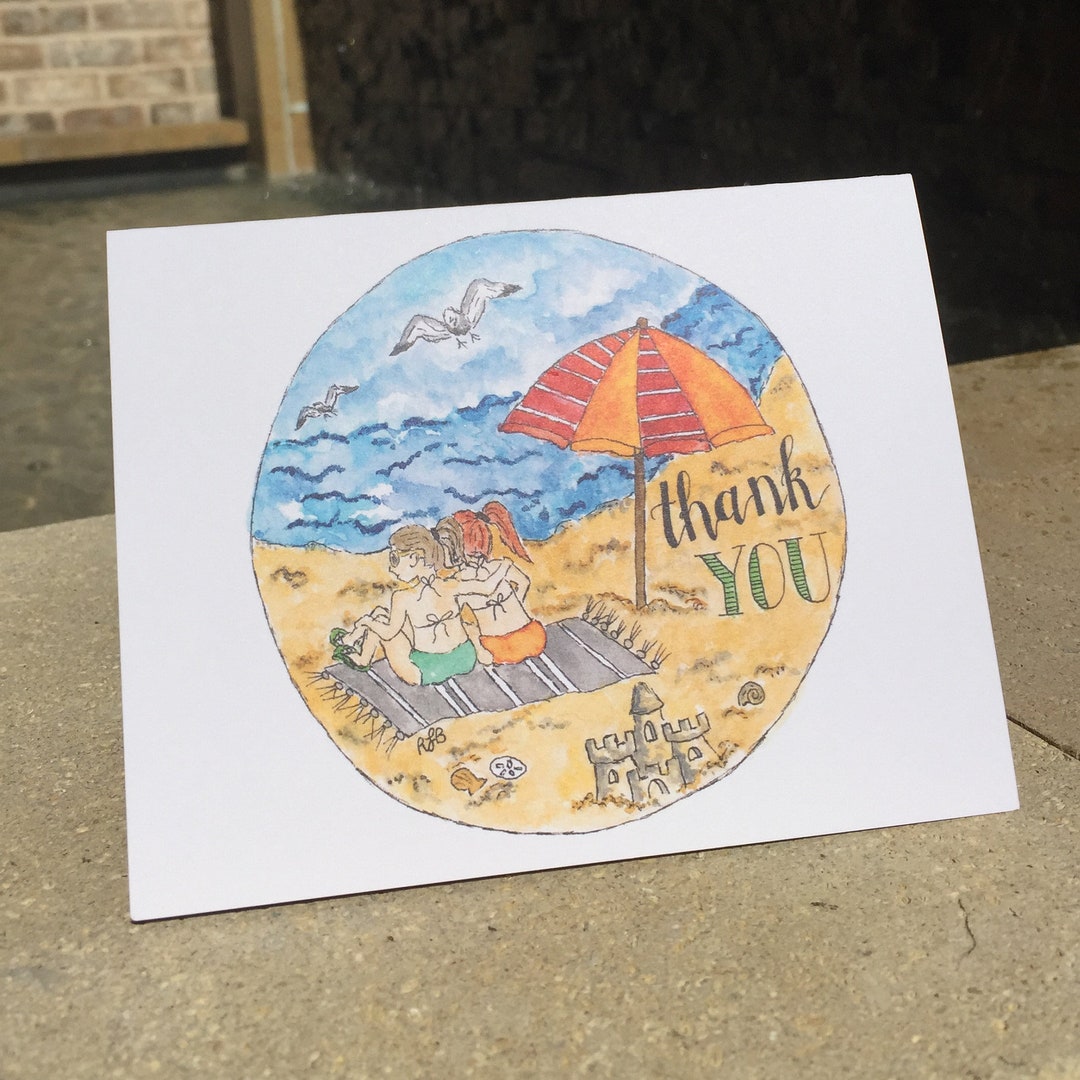 Beach Theme Thank You Print Cards - Set of 6 - Etsy