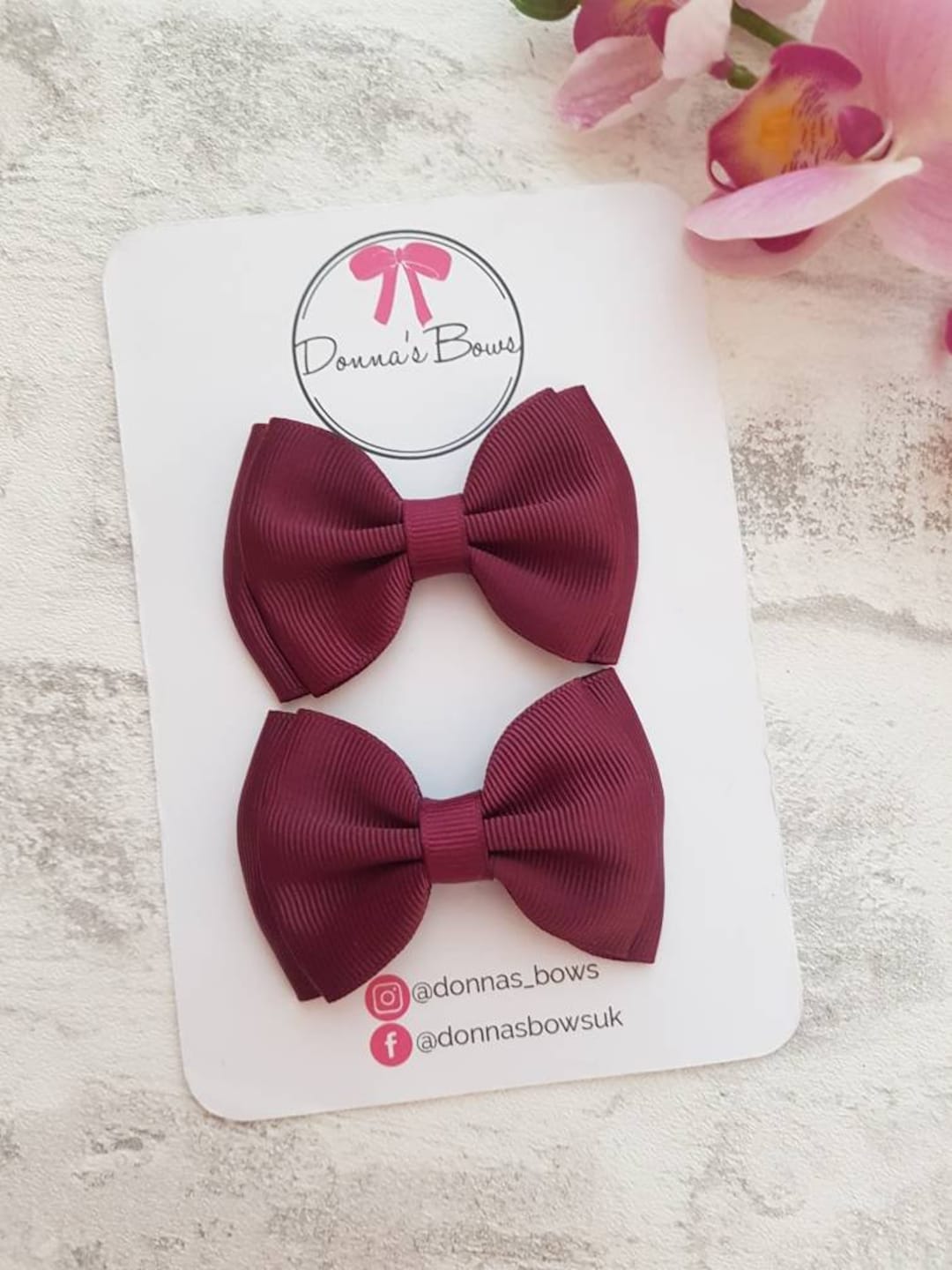 Burgundy Pigtail Bows, Maroon Pigtails, Ribbon Bows, Burgundy Hairbows ...