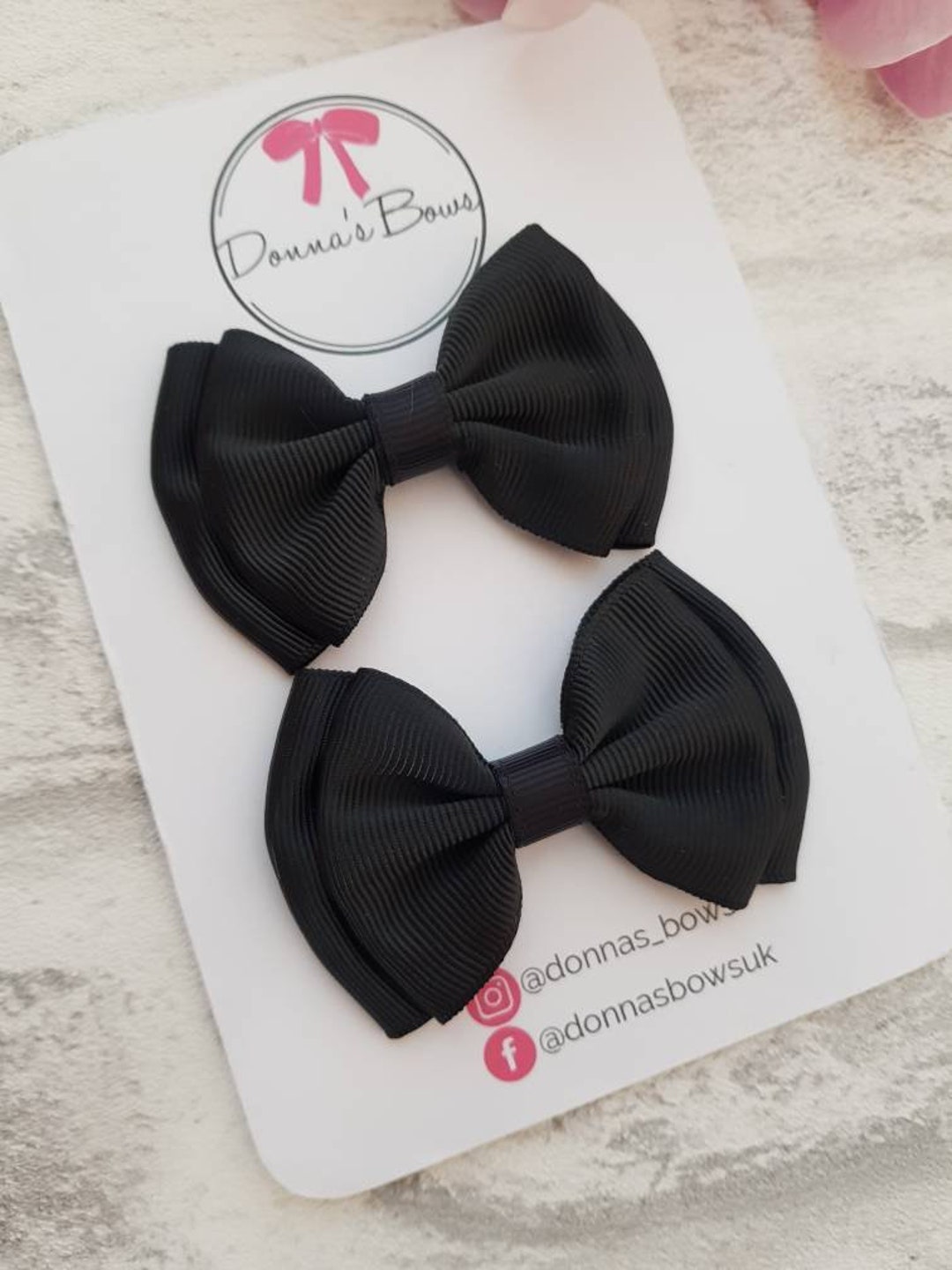 Black Ribbon Bows, Black Pigtails, Ribbon Bows, Ribbon Hairbows, Girls ...