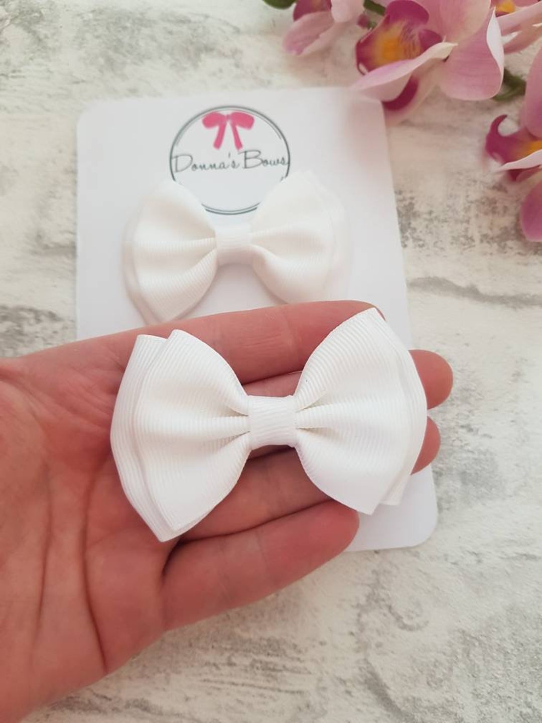 White Ribbon Pigtails, Pigtail Hair Bows, Toddler Hair Bows, Girls ...