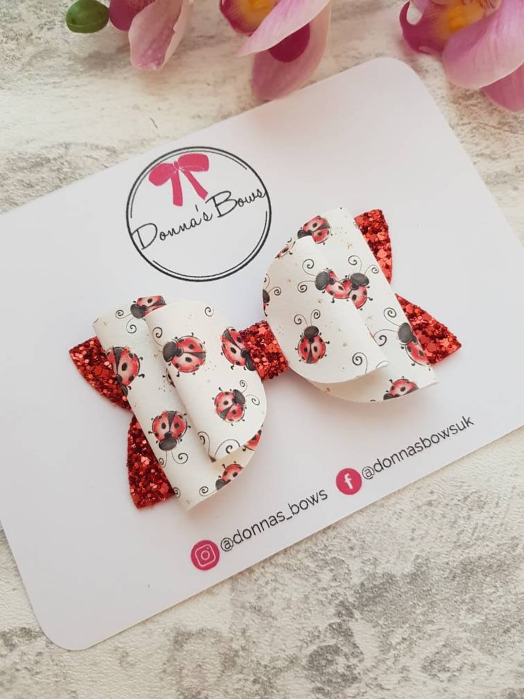 Ladybird Hairbow, Ladybug Bow, Glitter Hair Clips, Toddler Headband ...