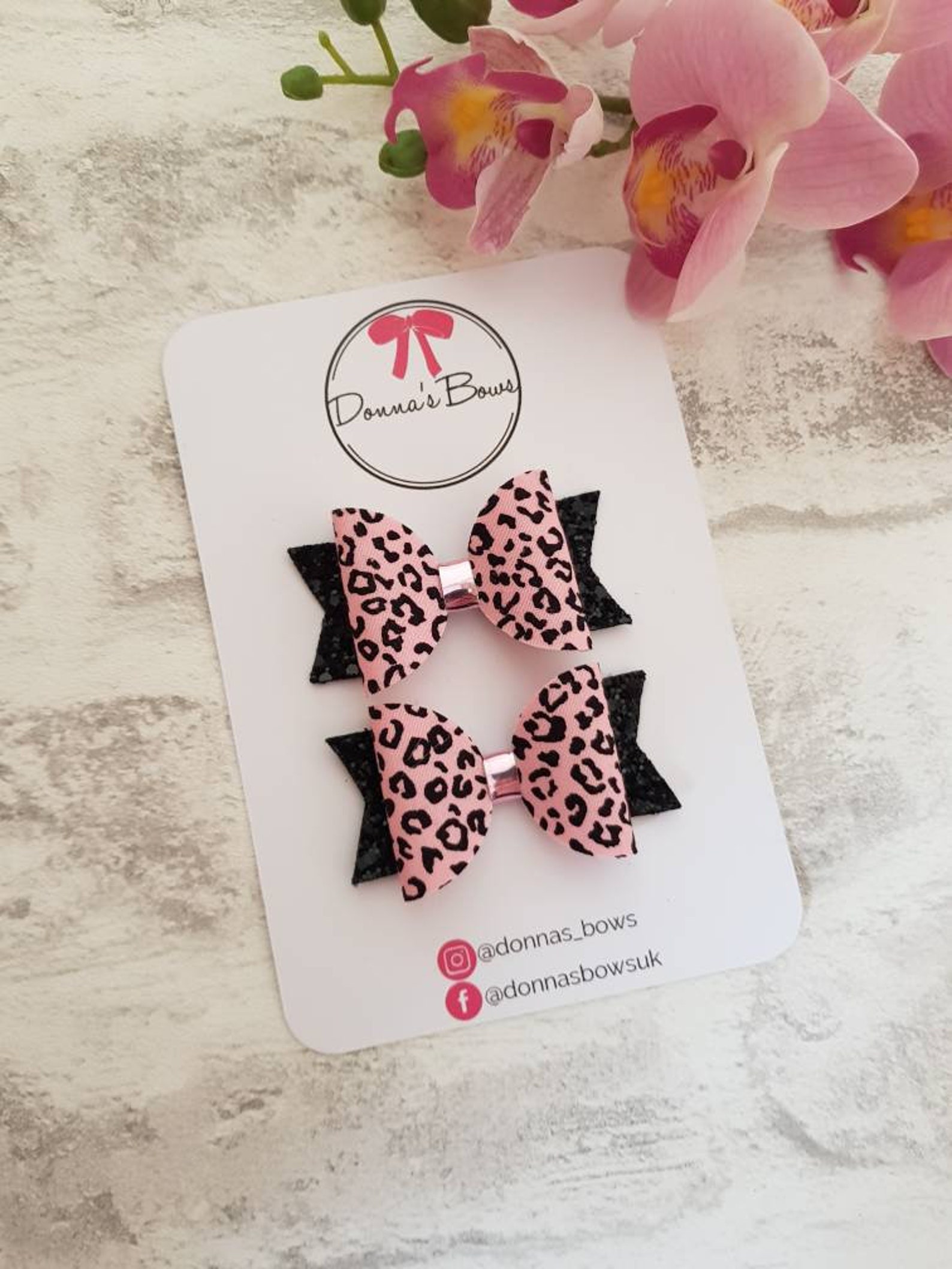 Leopard Hairbows Animal Print Bows Pigtail Bows Pink Hair - Etsy UK