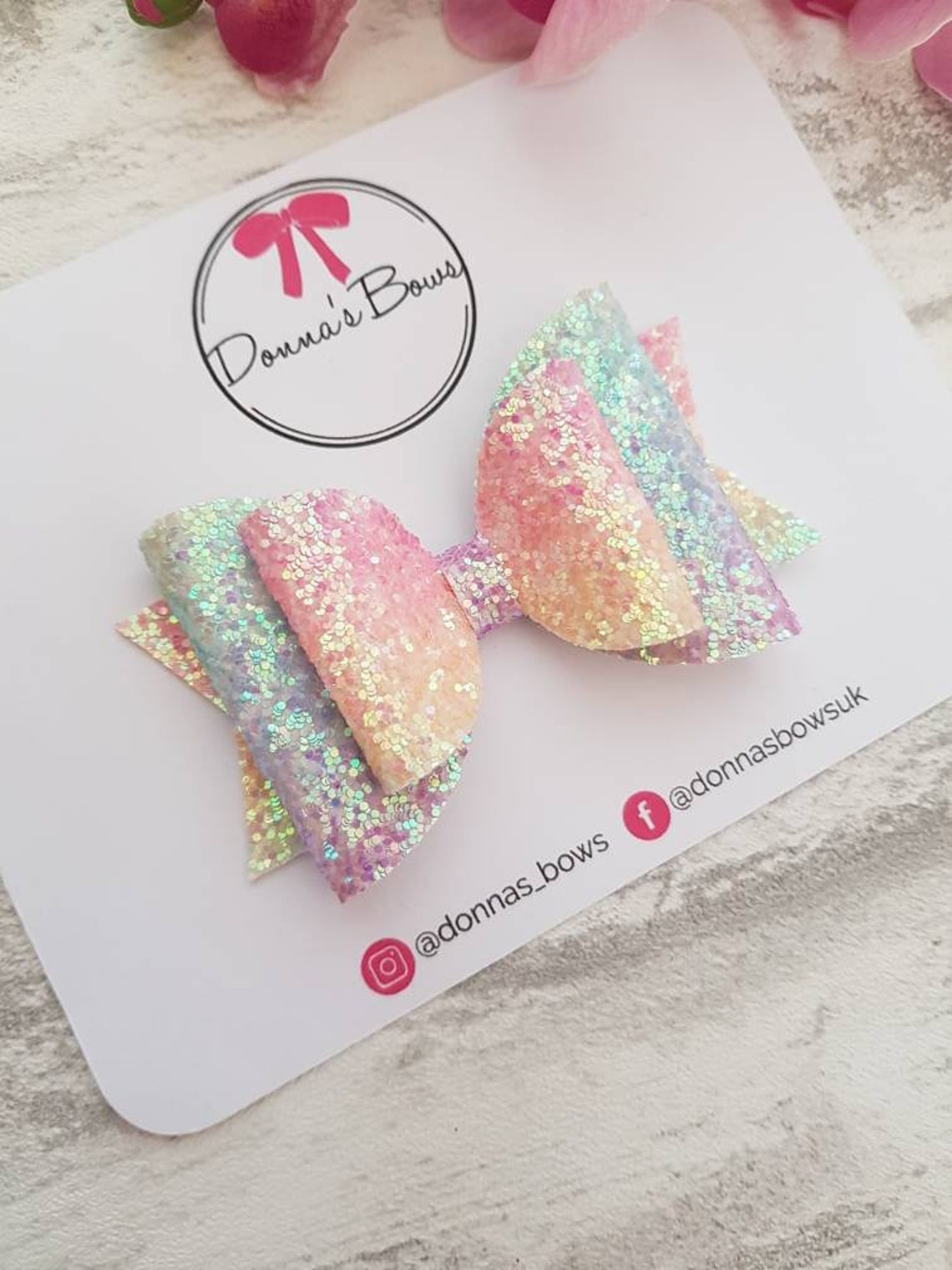 Ombre Rainbow Bow Ombre Glitter Bow Sparkly Glitter Bow | Etsy UK