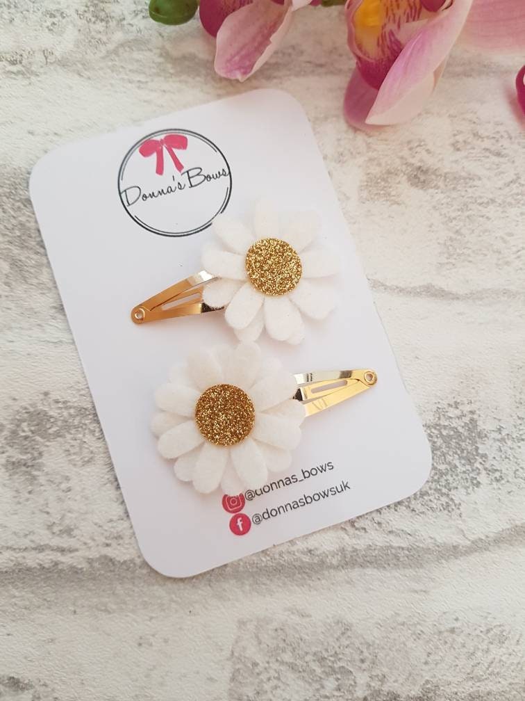 Daisy Hair Clips, Girls Hair Slides, Hair Accessories, Toddler Clips ...