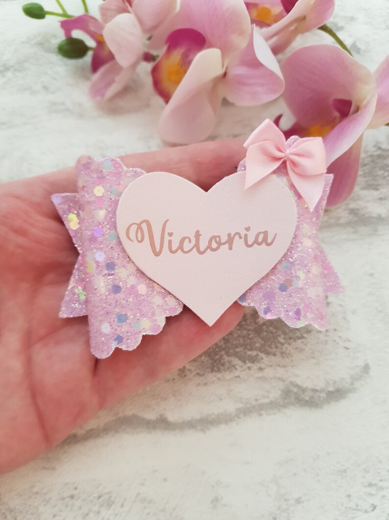 Personalised Hair Bow, Heart Hair Bows, Girls Name Hairbow, Hair ...