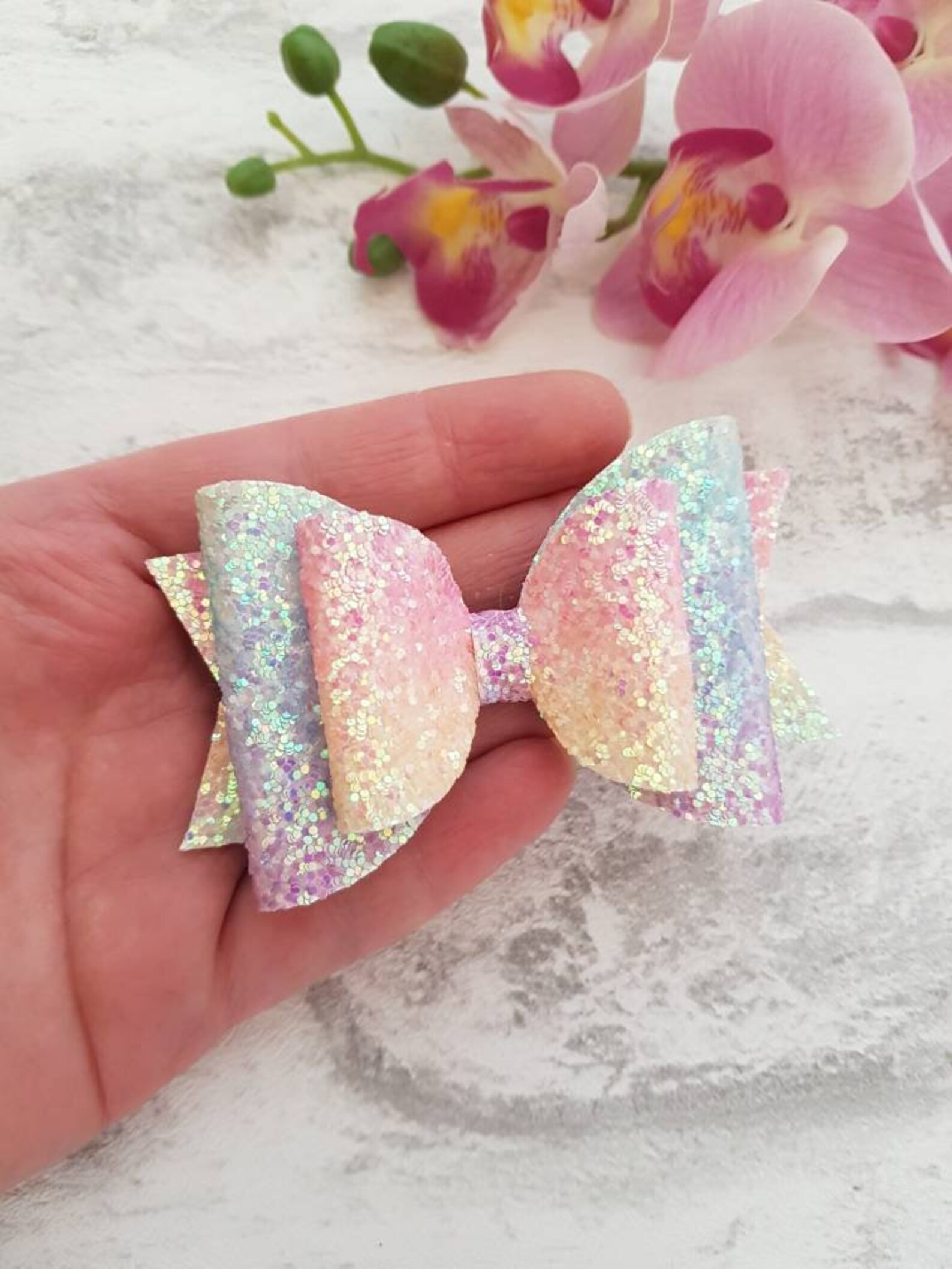 Ombre Rainbow Bow Ombre Glitter Bow Sparkly Glitter Bow | Etsy UK