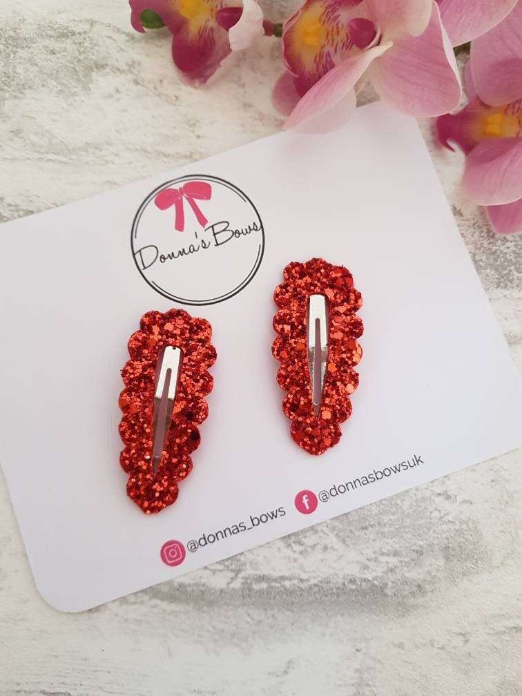 Red Clip Set School Clips Red Clips Gingham Clips Hair - Etsy