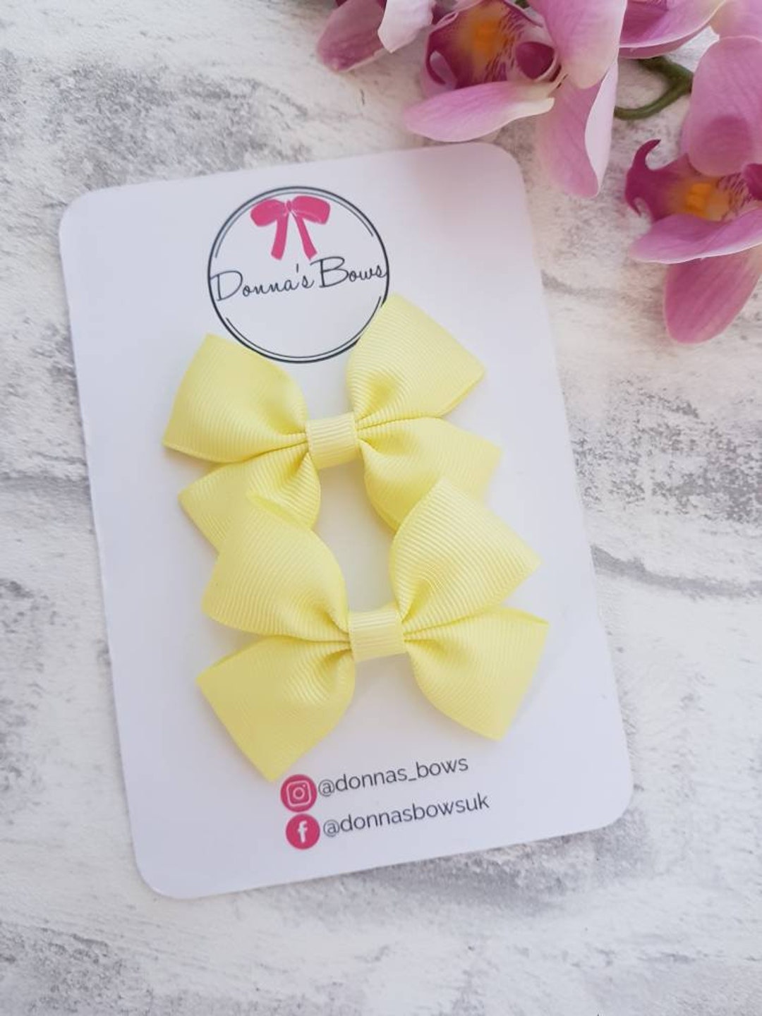 Yellow Ribbon Bows, Lemon Pigtail Bows, Toddler Hair Bows, Girls ...