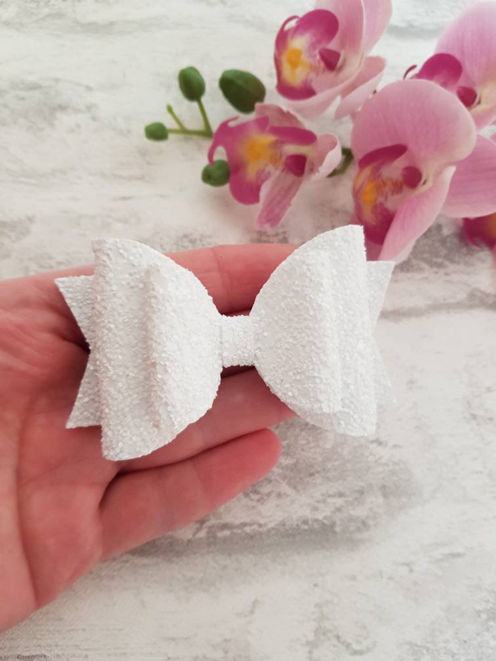 White Glitter Bow Pigtail Bows White Headband Small Bows - Etsy UK