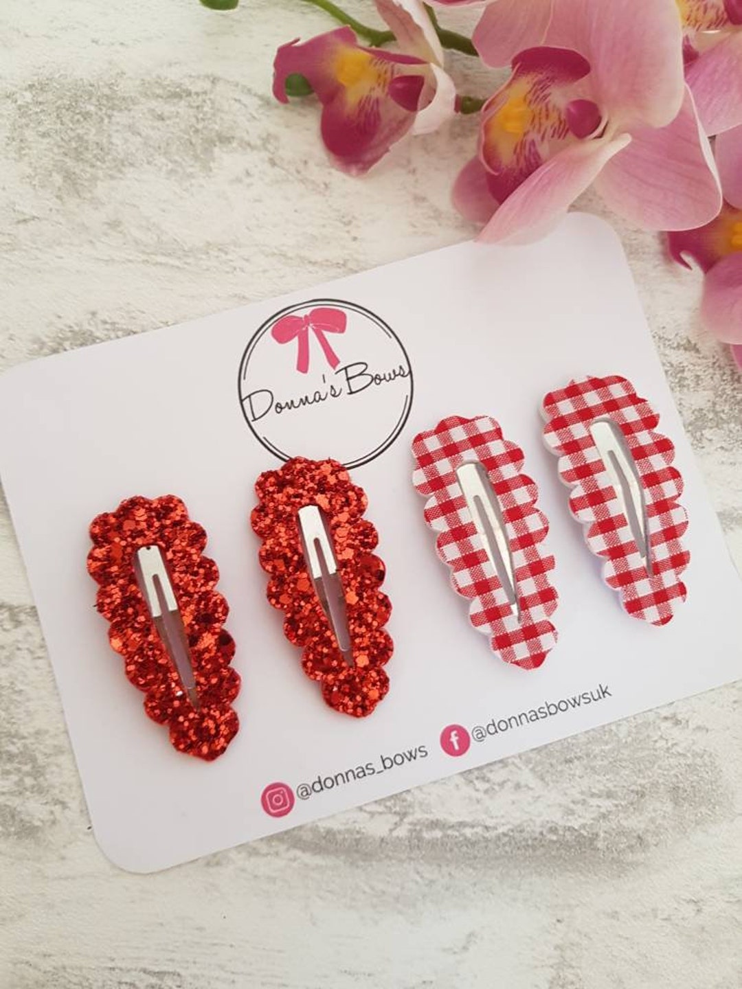 Red Clip Set, School Clips, Red Clips, Gingham Clips, Hair Clips, Hair ...