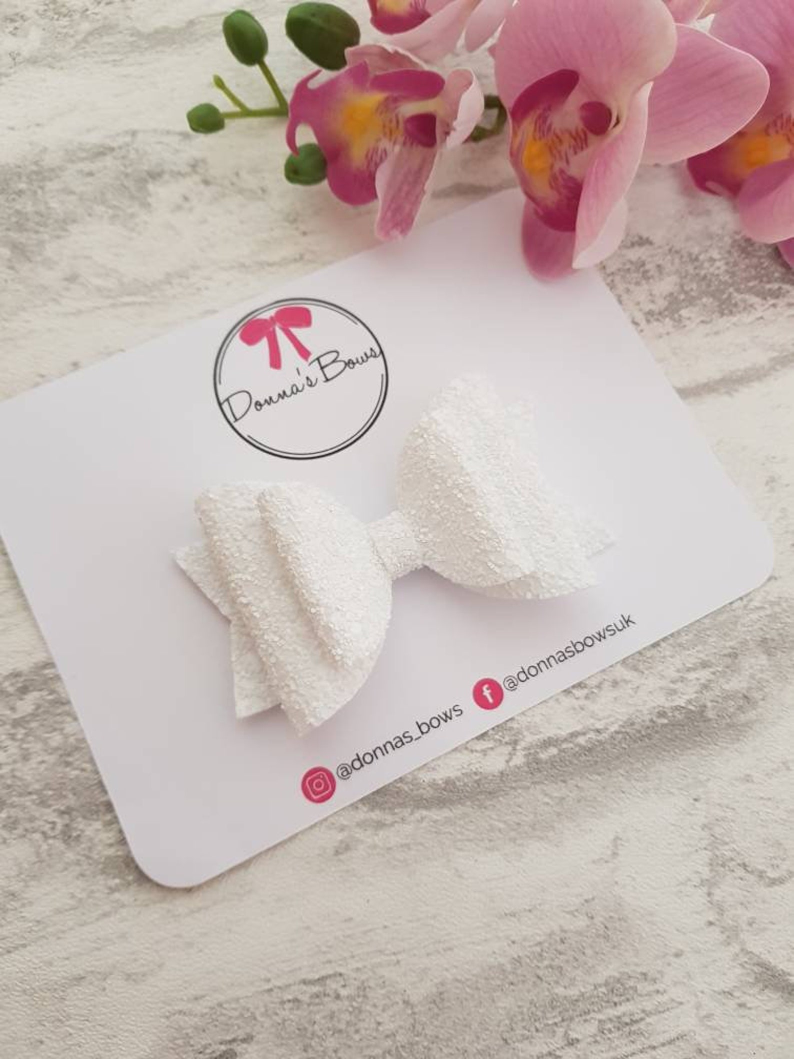 White Glitter Bow Pigtail Bows White Headband Small Bows - Etsy UK