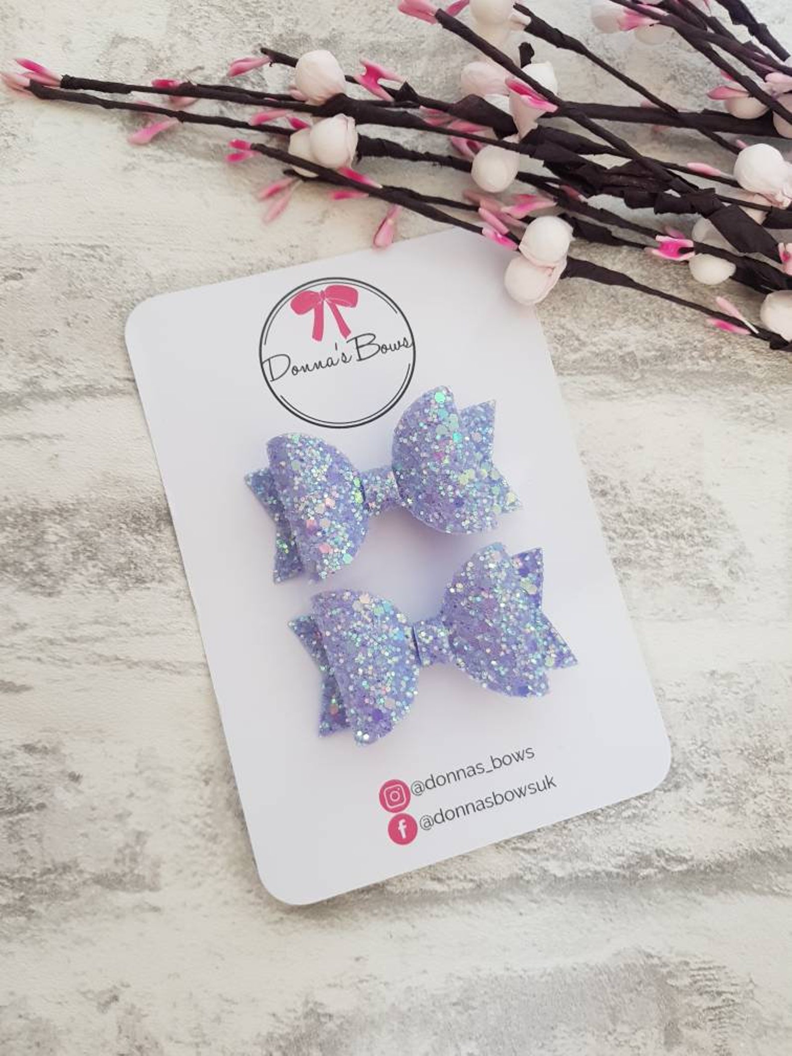 Lilac Pigtail Bows, Iridescent Bows, Glitter Hair Bow, Purple Hair ...