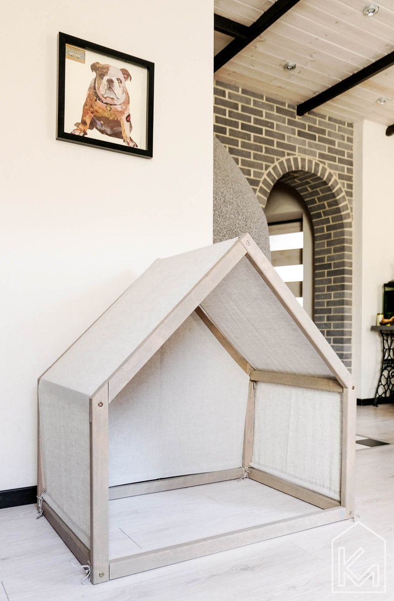 Modern Dog House With Top and Back Linen Covers Indoor Dog - Etsy Australia