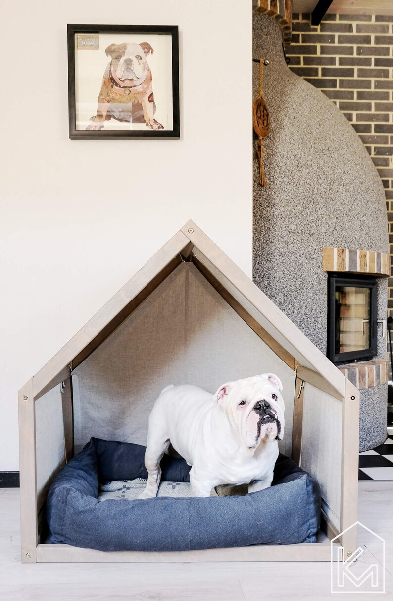 Modern Dog House With Top and Back Linen Covers Indoor Dog - Etsy Australia