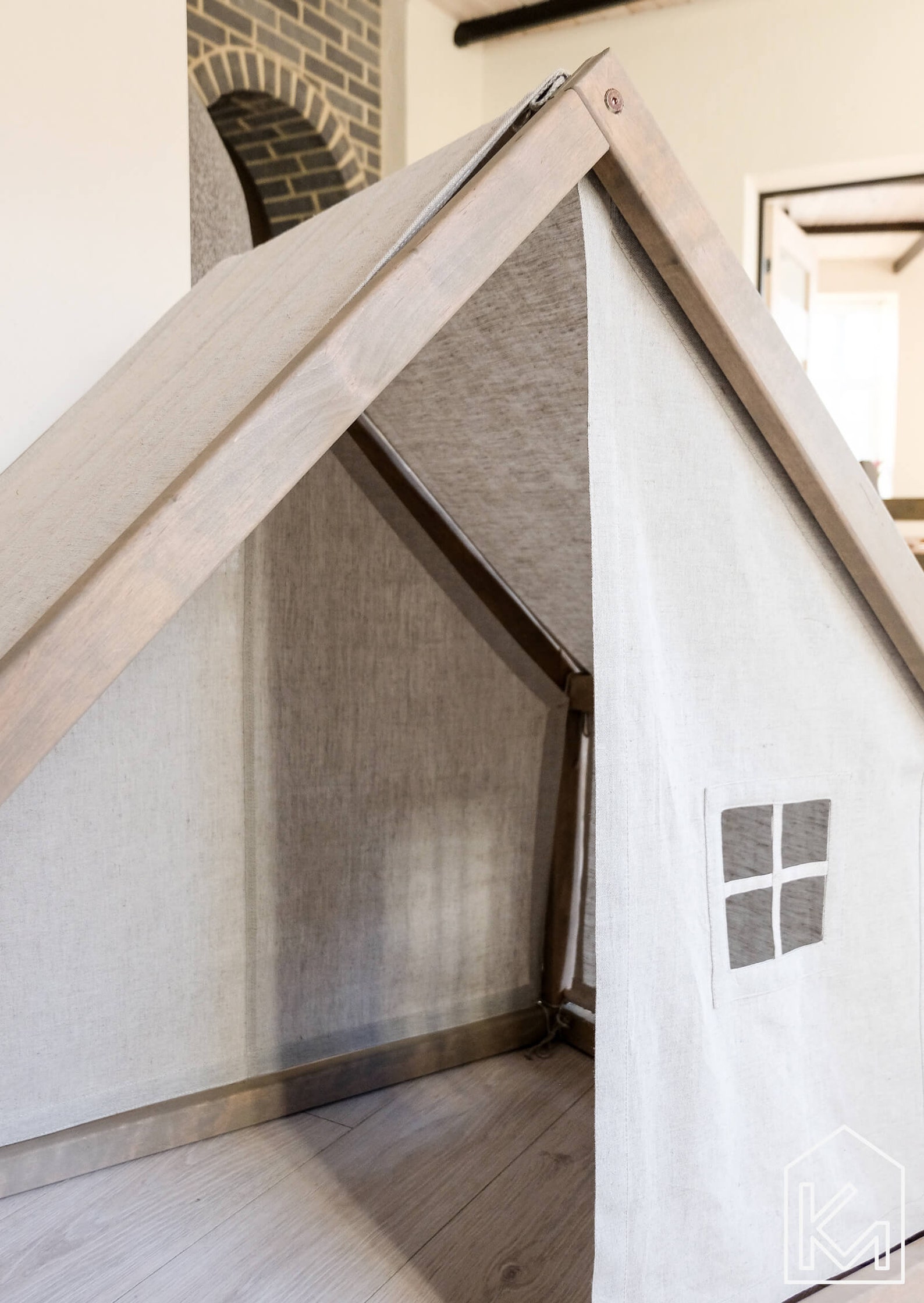 Modern Dog House With a Front and Back Linen Cover Indoor Dog - Etsy