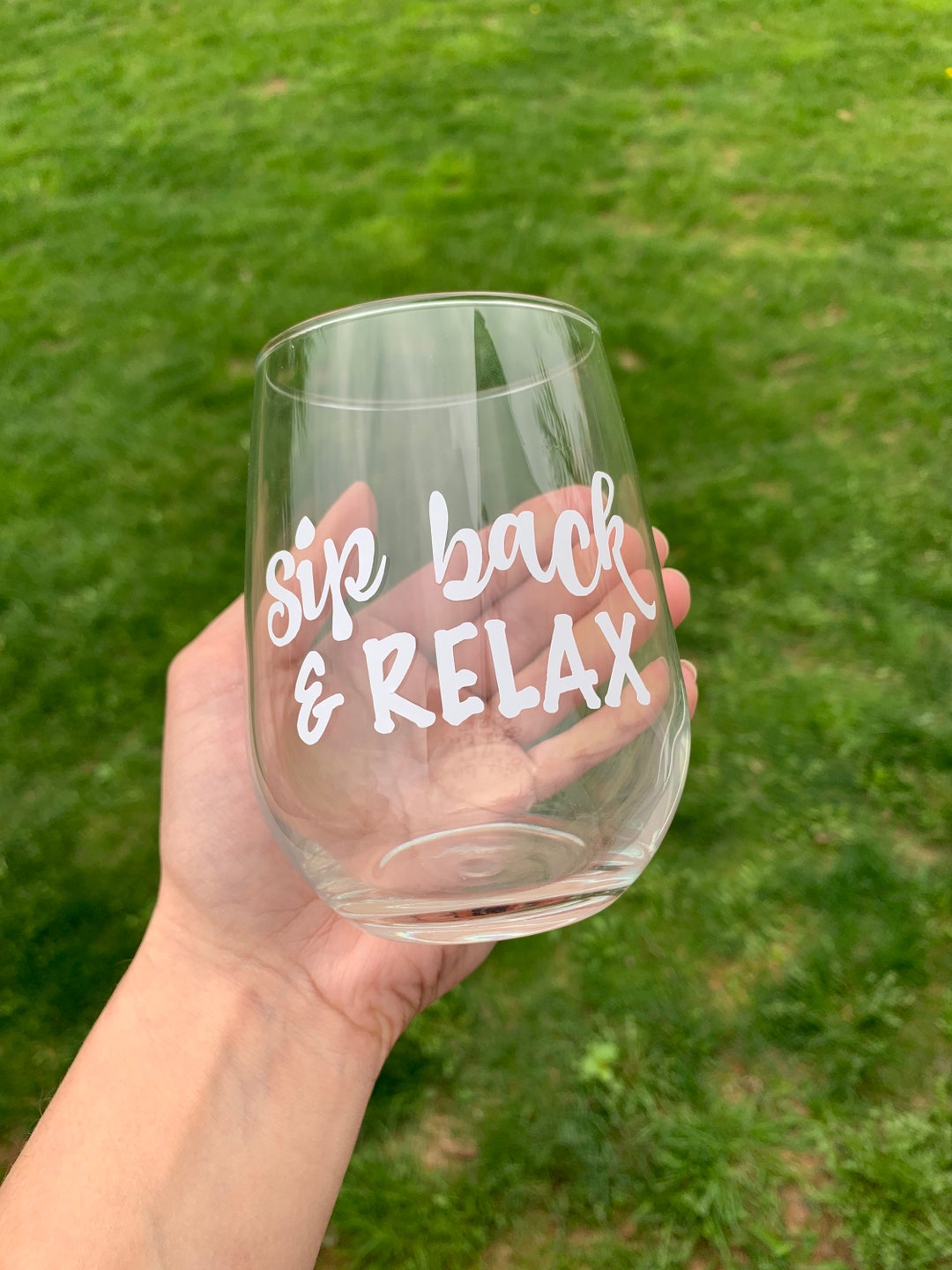 Sip Back and Relax Wine Glass- Stemless- Beach Gift- Sunshine ...