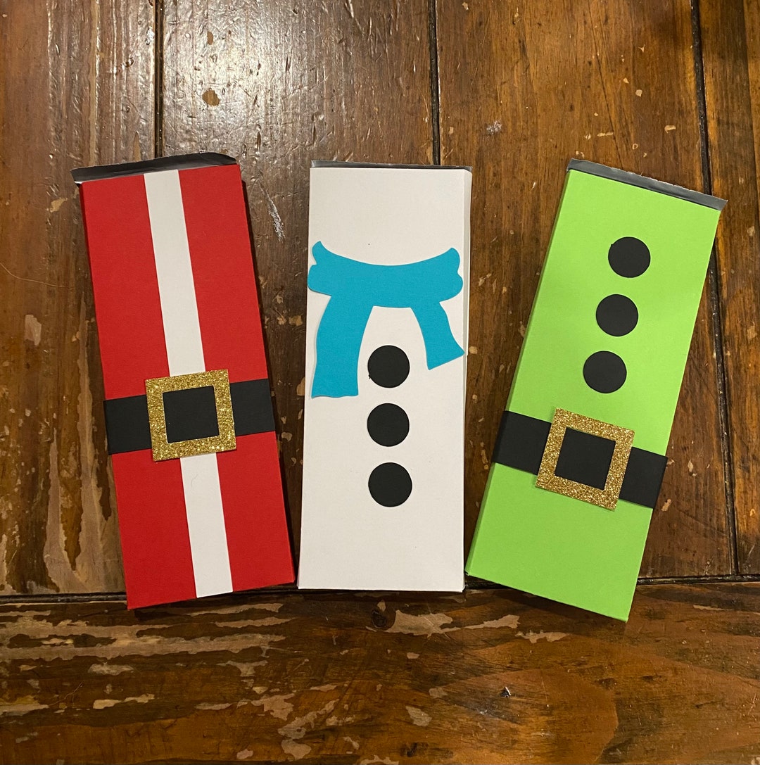 Chocolate Bar Holiday Christmas Gift Wrapped as Santa, Elf, and Snowman ...