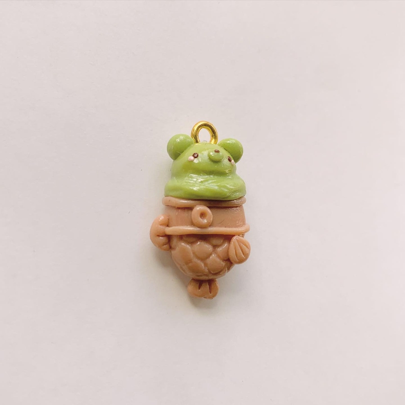 Cute Matcha Tayaki Bear Charm / Handmade Polymer Clay Charms ...