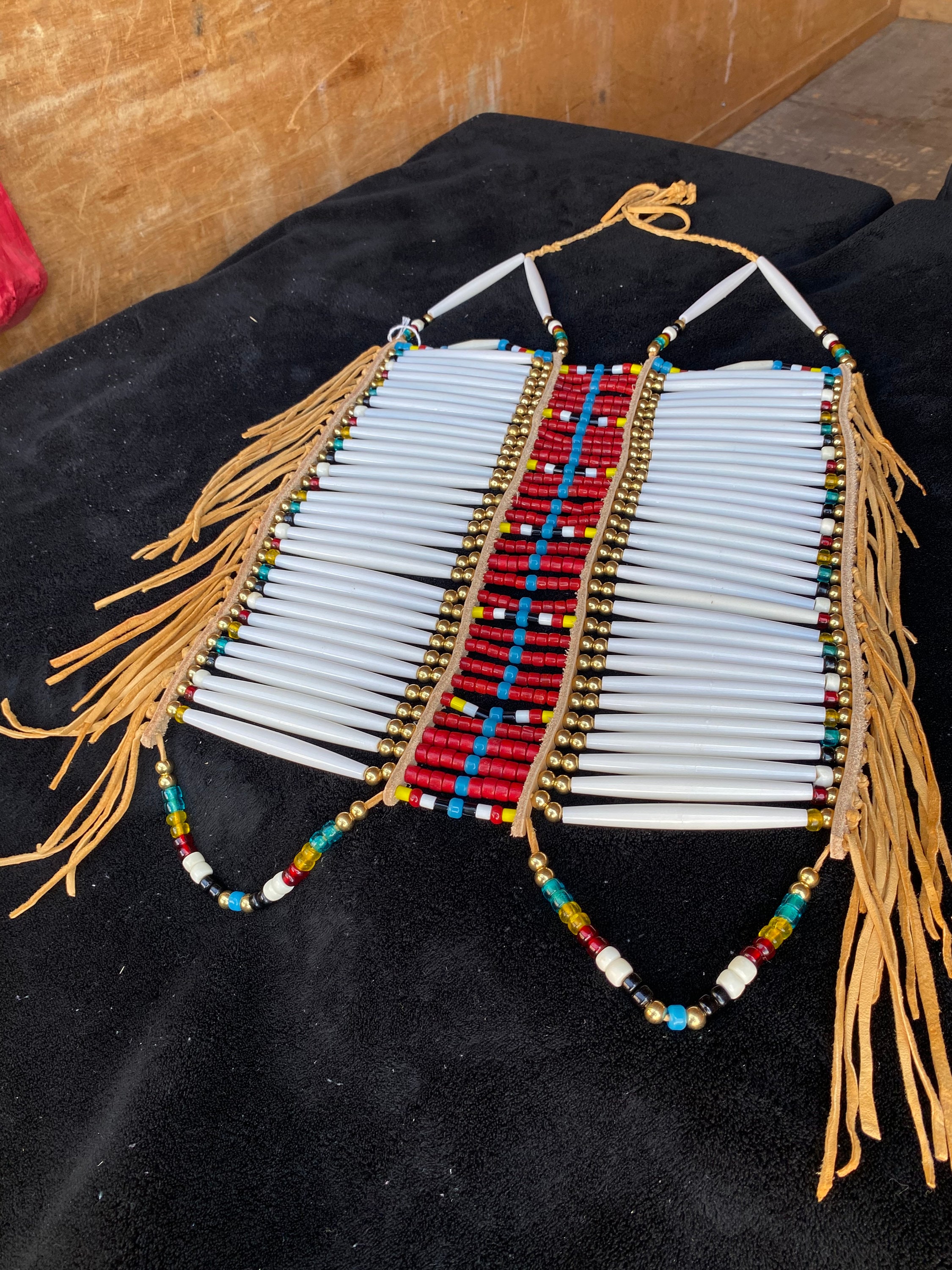 Men’s Beaded Bone Breastplate - Handmade Native American Powwow Regalia ...