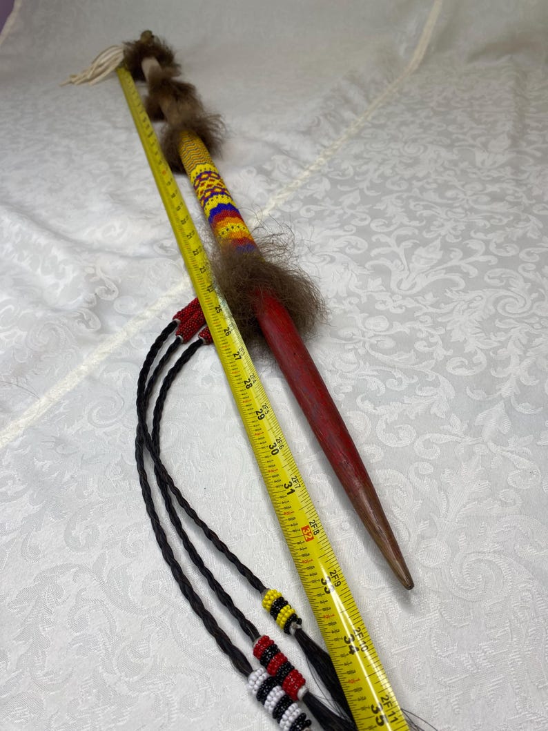 Beaded Dance Stick W Buffalo Hair - Handmade Native American Art - Etsy