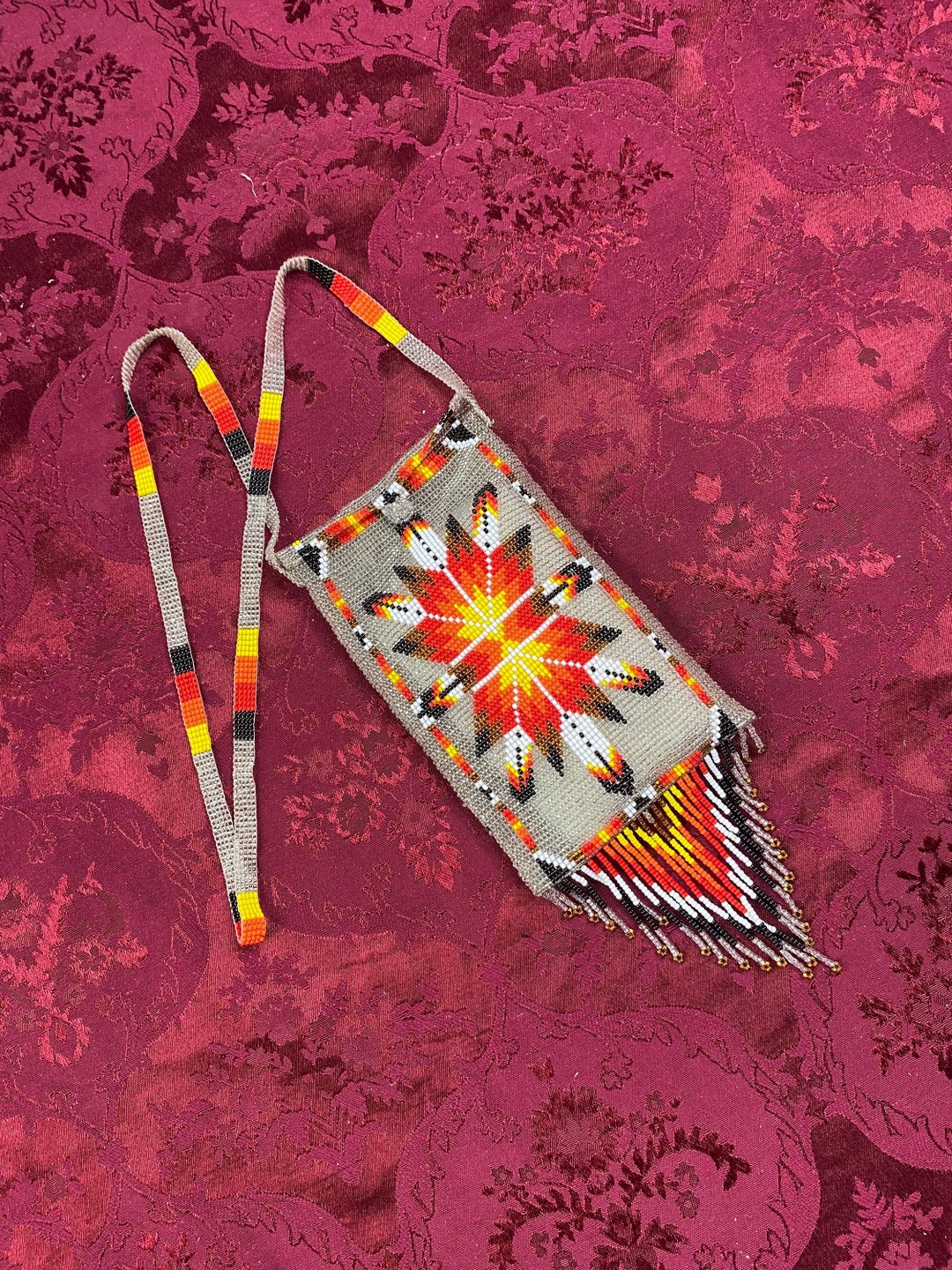 Sunburst Colors Fully Beaded Mini Pouch Bag Handmade Native American ...
